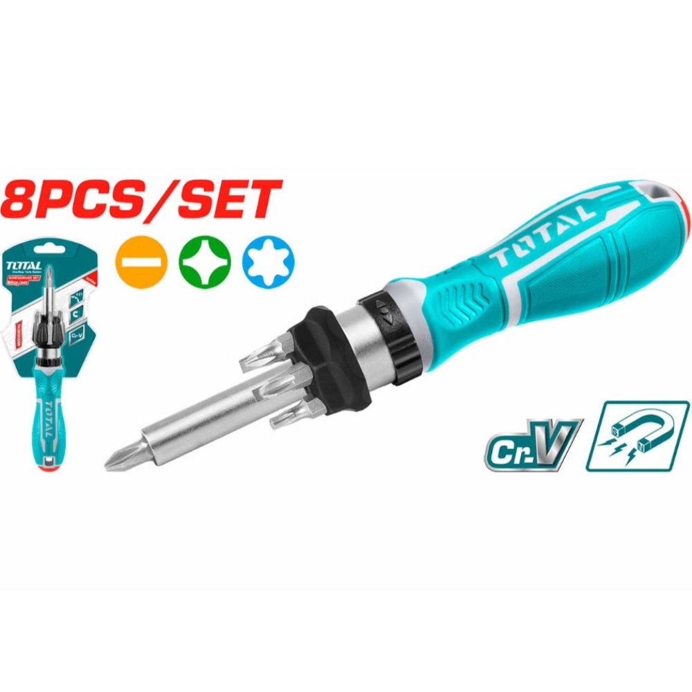Tacsd30086 طقم مفك سنون 8 قطع راتشة توتال Etawredat