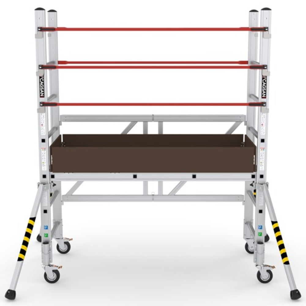 سقالة الومنيوم بعجل ارتفاع 0.9 متر وارتفاع بالعامل 2.9 متر قابلة للطي – eTawredat