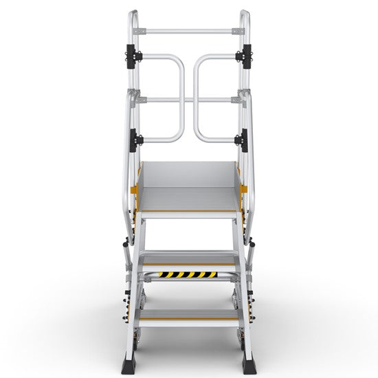 سلم هرمي المنيوم 2+1 بعجل ارتفاع 0.75 متر وارتفاع بالعامل 2.7 متر مقاس – eTawredat