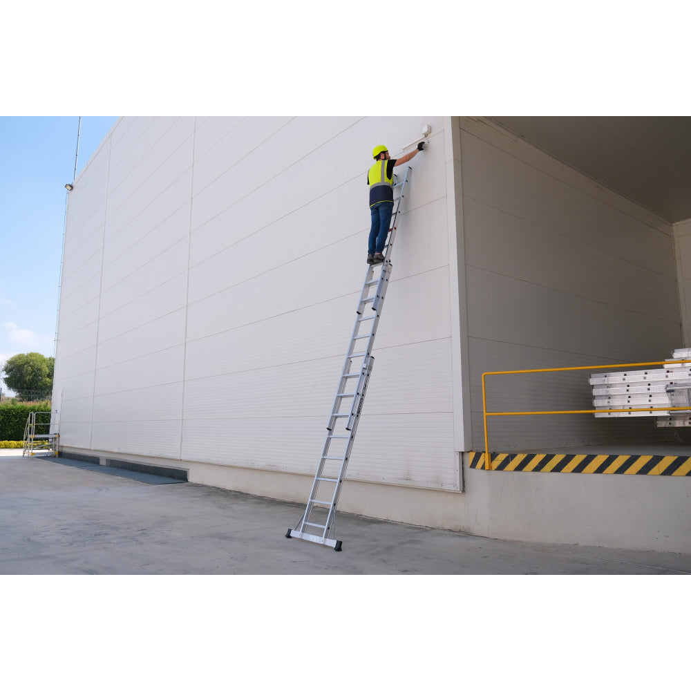TS105 TRIO TRIPLE PART EXTENSION ALUMINIUM LADDERS STEP 3x12 Triple Pa – eTawredat